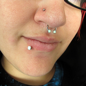 Custom Order Titanium Septum Ring With Prong Set Threaded Ends